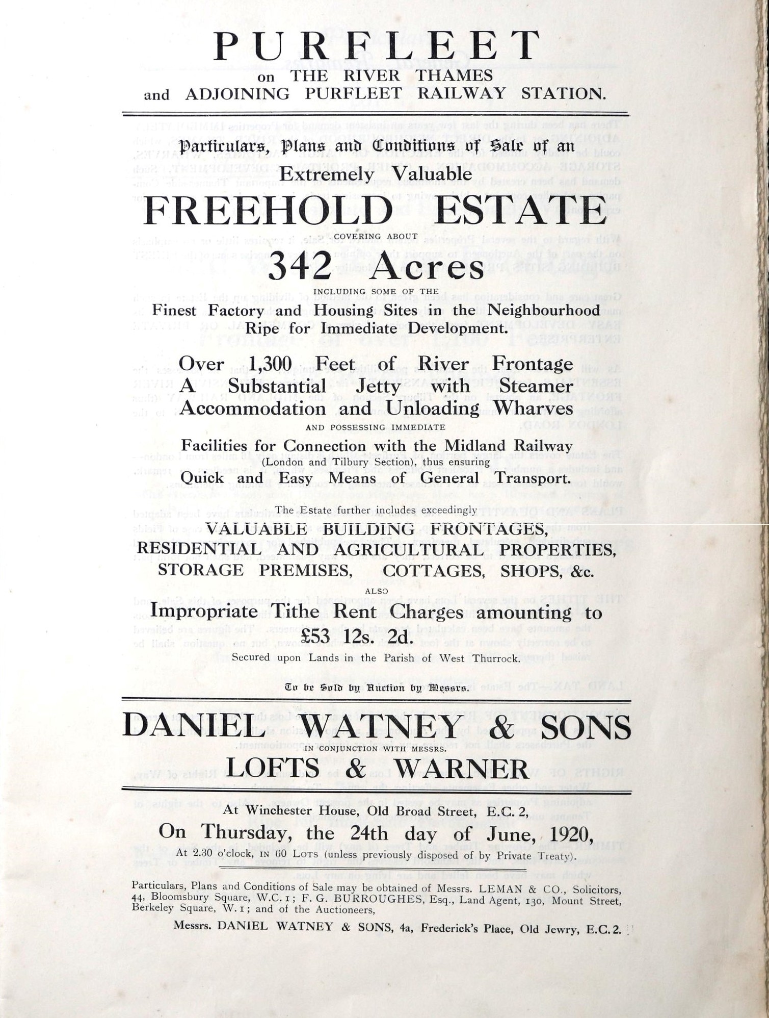 Sale of The Manor of Purfleet